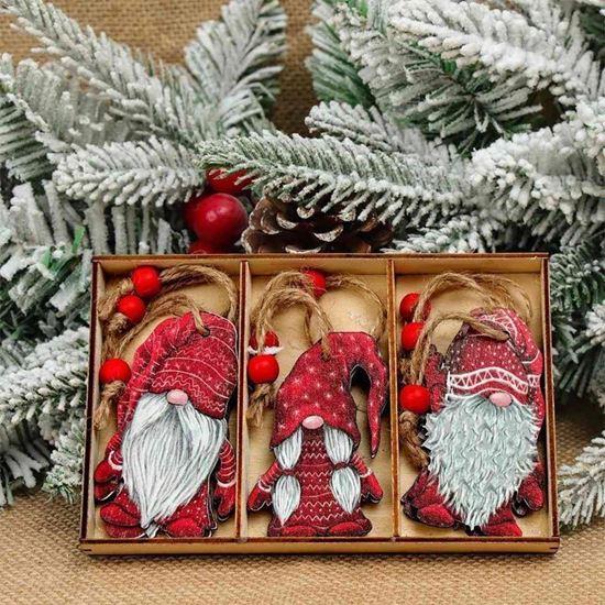 Készlet fa díszek törpék 9 db - piros készlet | AjandekKozpont.hu