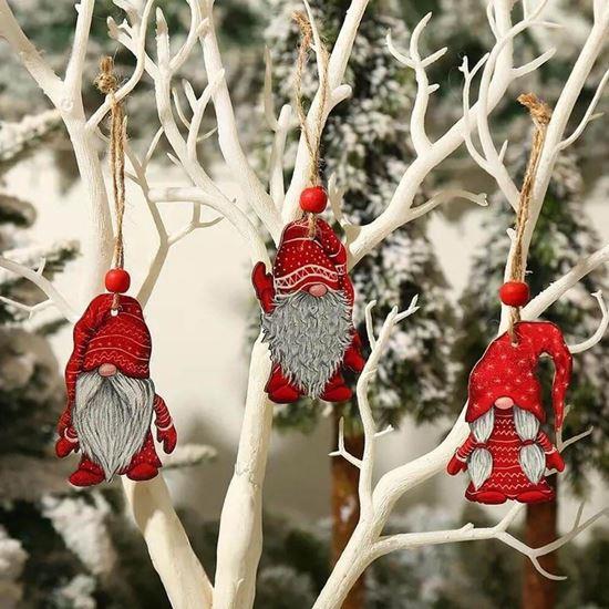 Készlet fa díszek törpék 9 db - piros készlet | AjandekKozpont.hu